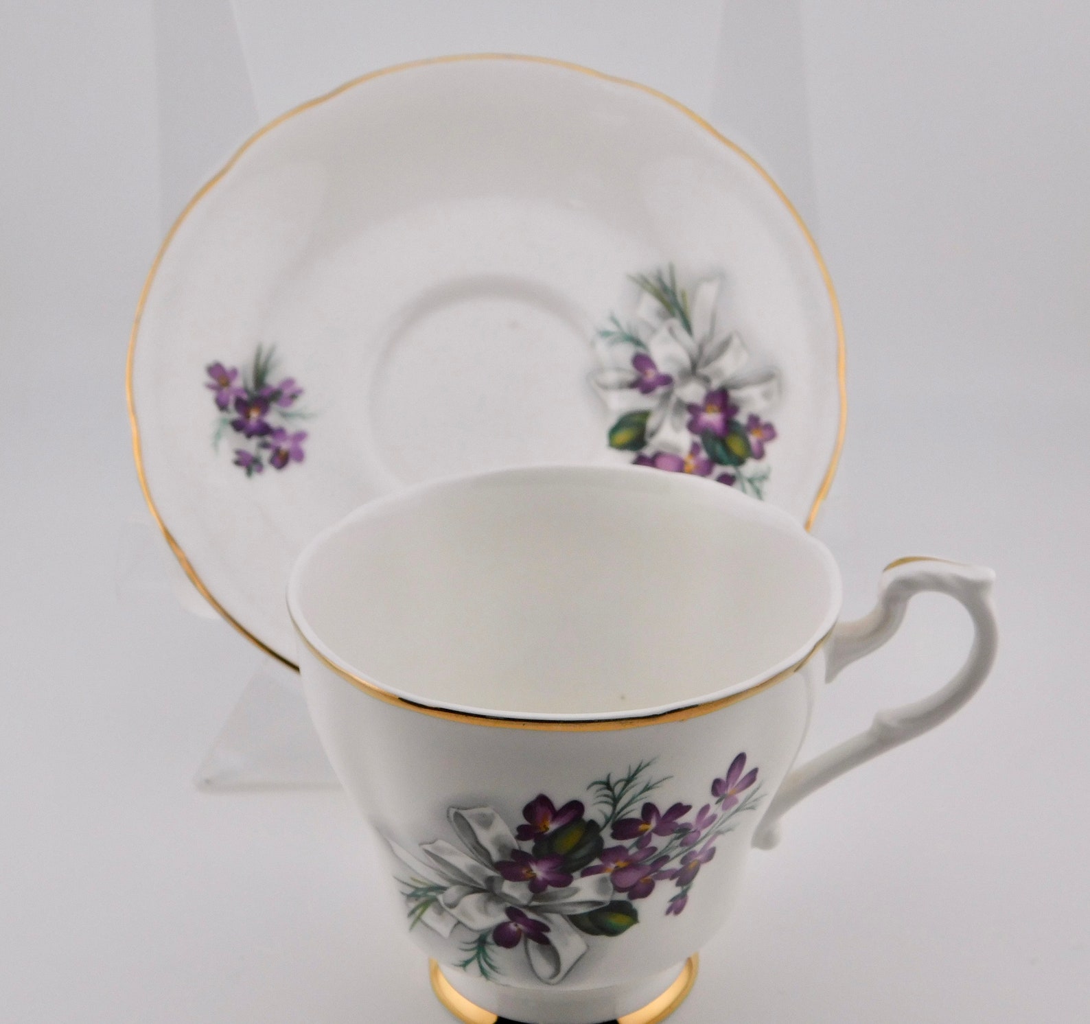 Vintage LIVERPOOL ROAD Pottery Violets and Bow Teacup and Saucer ...