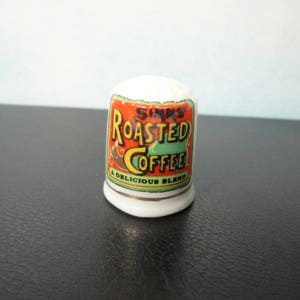 Vintage Set of 2 Advertising Bone China Thimbles. Simms Roasted Coffee ...