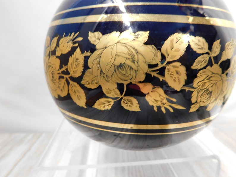 Vintage Limoges Blue With Gold Roses Porcelain Round Lamp/ - Etsy