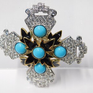 KENNETH JAY LANE Enamel, Turquoise Glass Cabochons and Clear ...