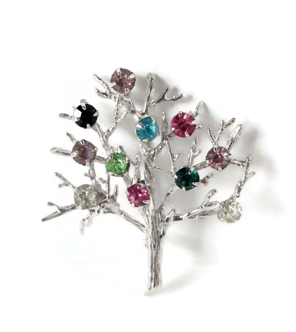 De Curtis Sterling With Rhinestones Tree Brooch. With Love to - Etsy
