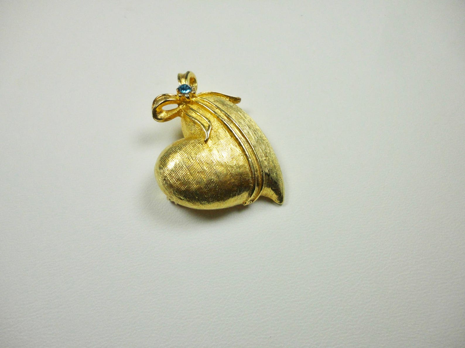 Vintage LANCER II Brushed Gold Tone and Blue Rhinestone Heart | Etsy