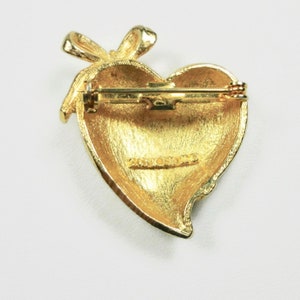 Vintage LANCER II Brushed Gold Tone and Blue Rhinestone Heart Brooch ...