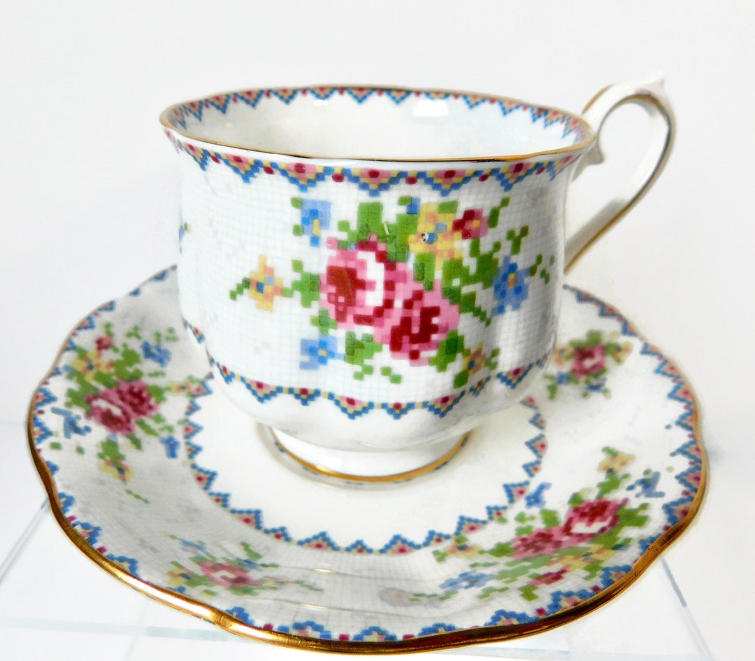 Vintage ROYAL ALBERT Petit Point China Teacup and Saucer. - Etsy