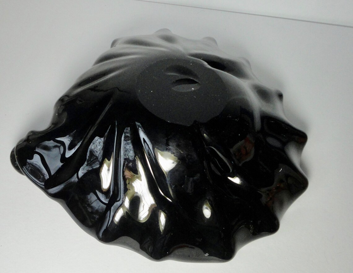 Vintage Black Red Copper Flakes Folded Rim Murano Glass Bowl. - Etsy