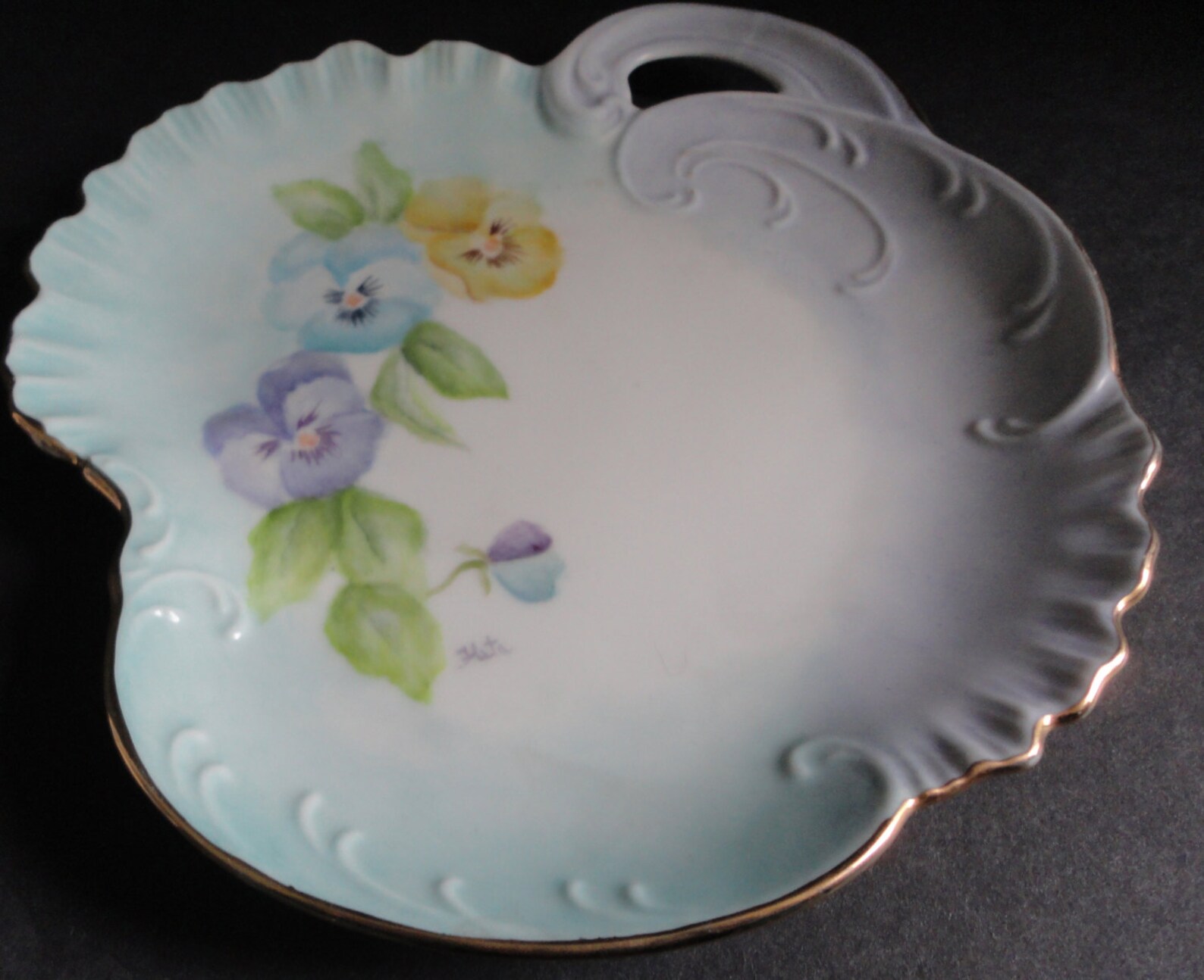 Vintage Hand Painted Pansies Decorative Dish With Handle - Etsy