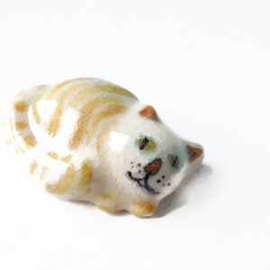 Vintage Hand Made Ceramic Cat Brooch/pin Yellow Striped Cat Brooch - Etsy