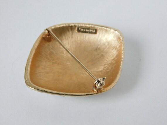 Vintage KRAMER Gold tone and White Enamel Geometric B… - Gem