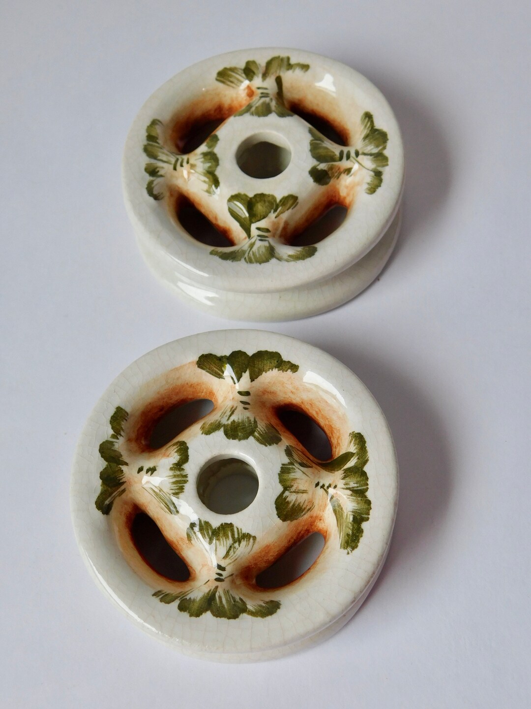 Vintage ITALIAN Hand Painted Wheel Ceramic Spacers. Lamp/chandelier ...