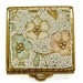 Compact in Gold Tone Metal With Embroidered Flowers and Beaded Lid ...