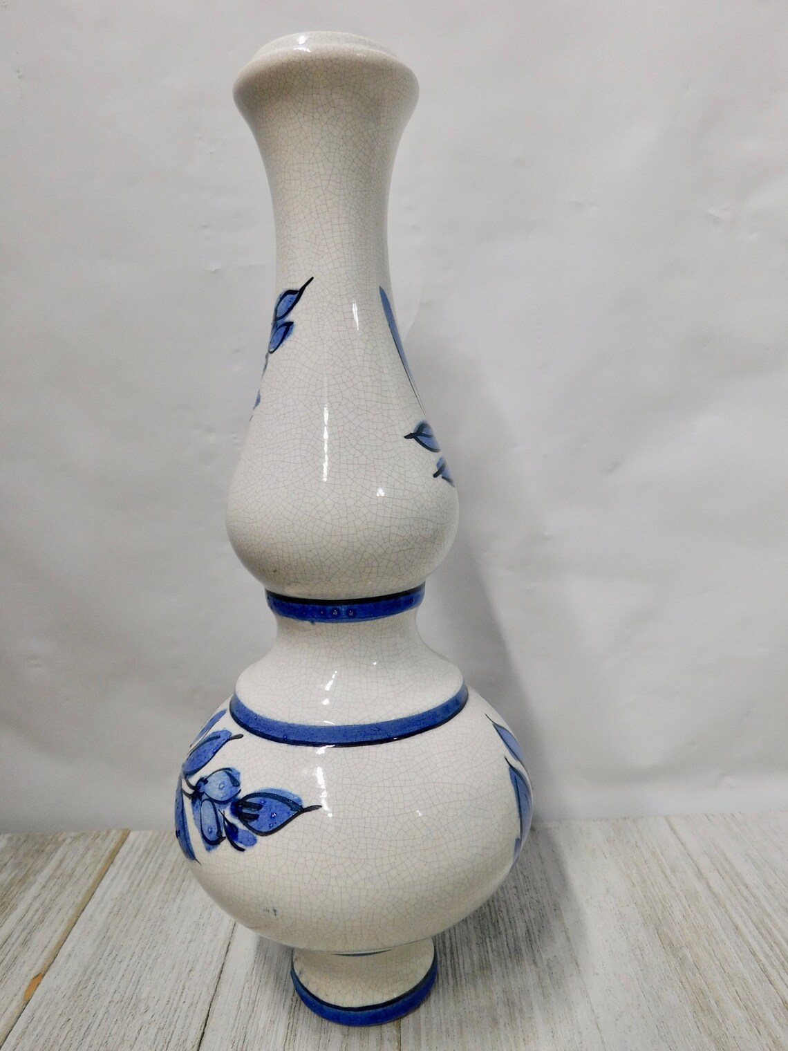 Vintage Italian Hand Painted Delft Blue Floral Crackled - Etsy