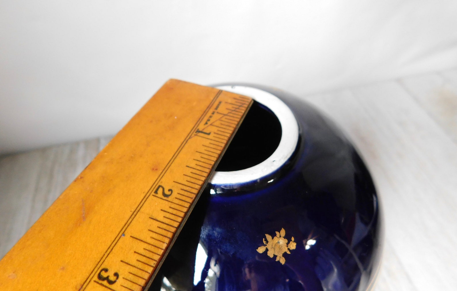 Vintage Limoges Blue With Gold Roses Porcelain Round Lamp/ - Etsy