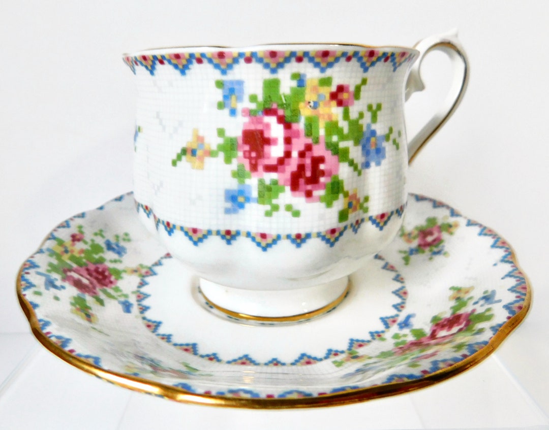 Vintage Royal Albert Petit Point China Teacup and Saucer. - Etsy