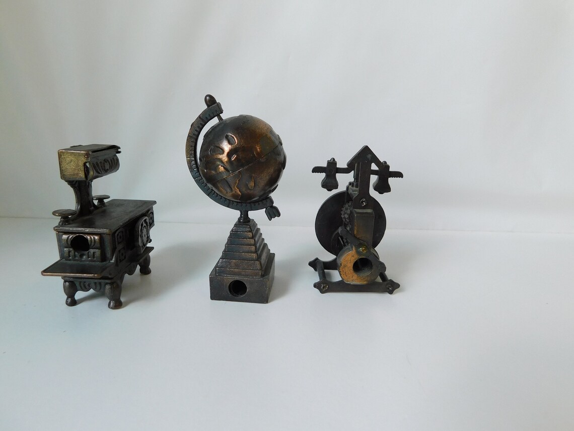 Vintage Metal Pencil Sharpeners Lot of 3. Globe Clock and Old - Etsy