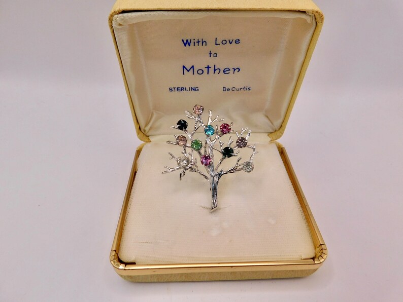 De Curtis Sterling With Rhinestones Tree Brooch. With Love to - Etsy