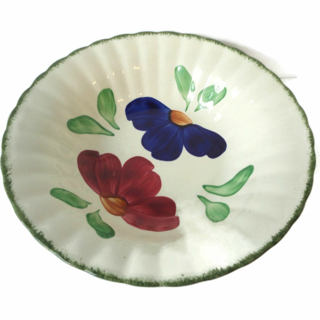 BLUE RIDGE Plum and Blue Flower Bowl. Southern Potteries. - Etsy