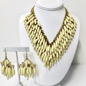 Vintage Tammey Jewels Gold and Cream Lucite Layered Necklace and ...