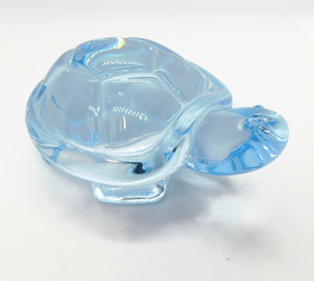 ONEIDA Ice Blue Lead Crystal Turtle . - Etsy