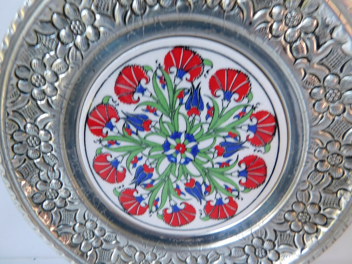 Floral Embossed Metal With Beautiful Flowers Ceramic - Etsy