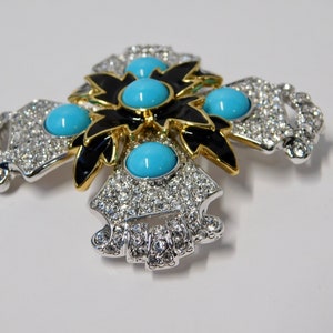 KENNETH JAY LANE Enamel, Turquoise Glass Cabochons and Clear ...