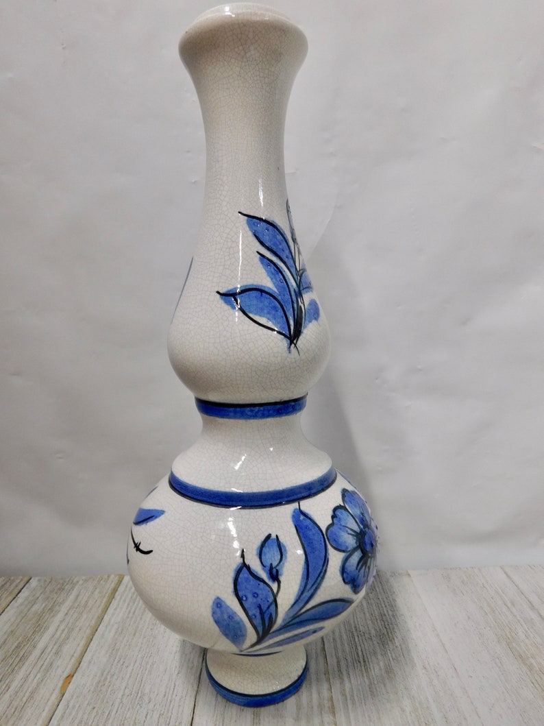 Vintage Italian Hand Painted Delft Blue Floral Crackled - Etsy