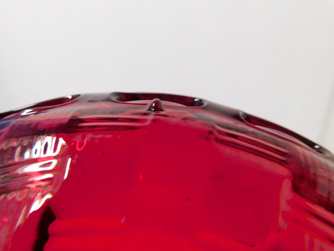 Vintage Fenton Art Glass Ruby Red Basket Wave 2 Rows Open - Etsy