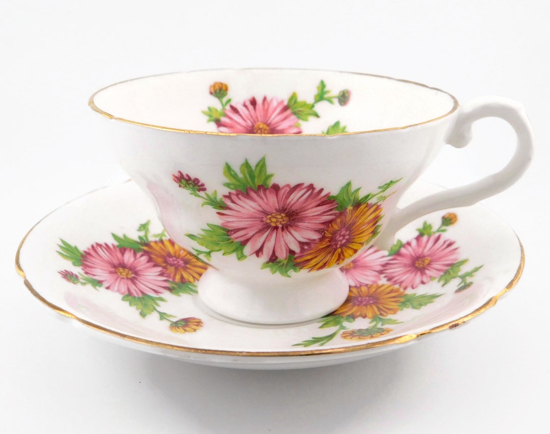 STANLEY Fine Bone China Aster Flowers Teacup and Saucer. - Etsy