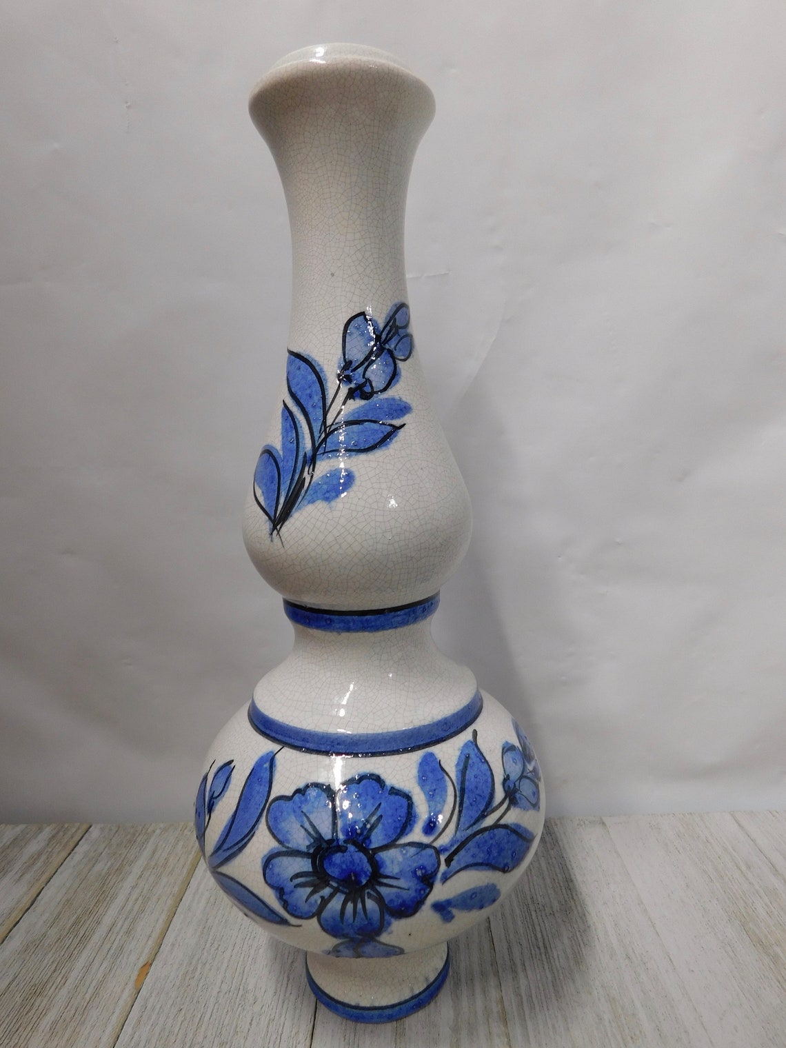 Vintage Italian Hand Painted Delft Blue Floral Crackled - Etsy