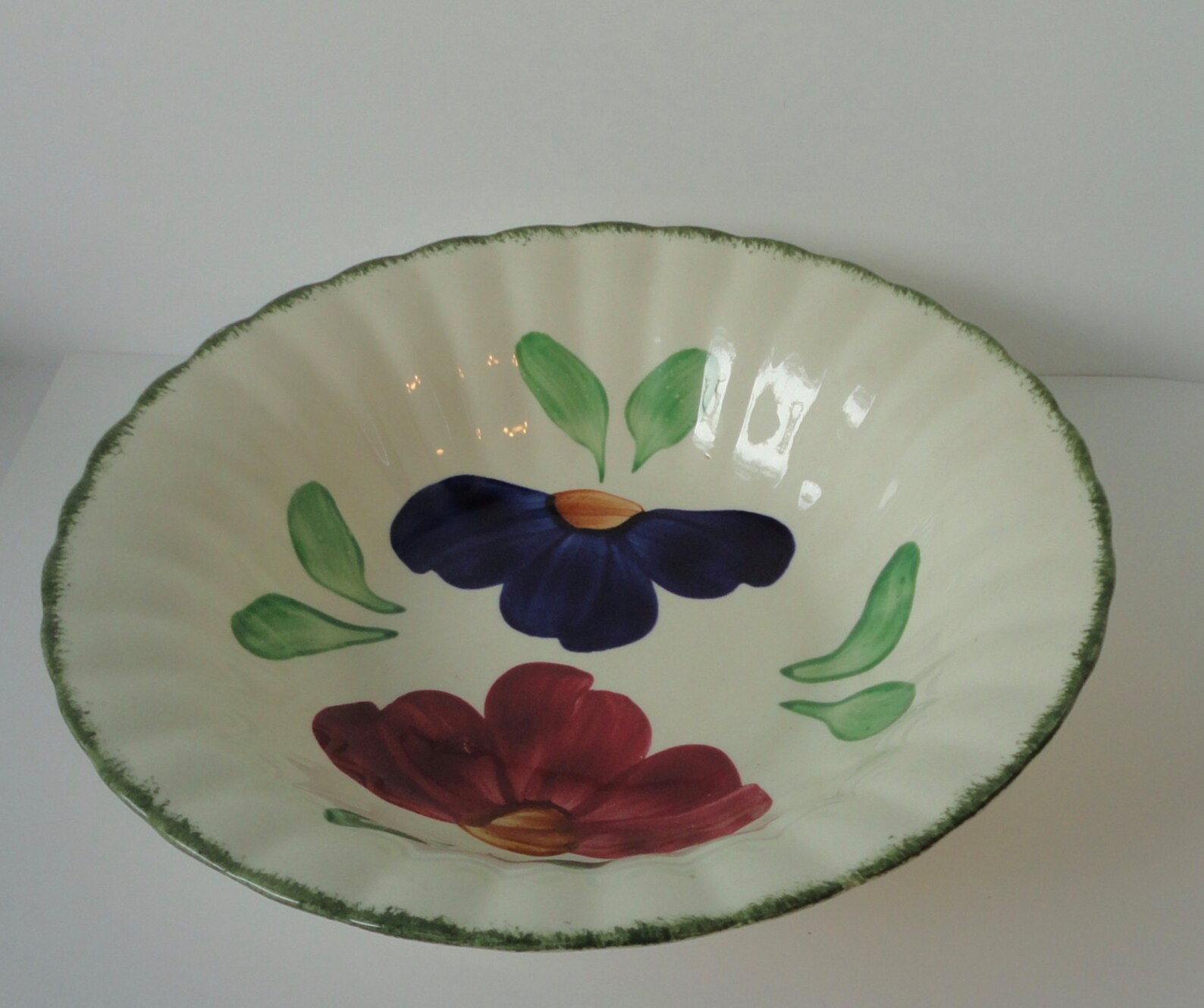 BLUE RIDGE Plum and Blue Flower Bowl. Southern Potteries. - Etsy