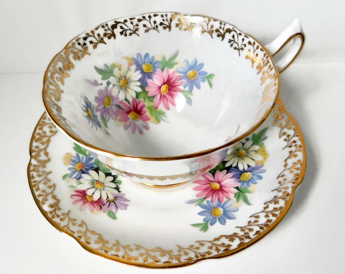 Vintage Collingwoods Colorful Daisies Floral Teacup and Saucer. Made in ...