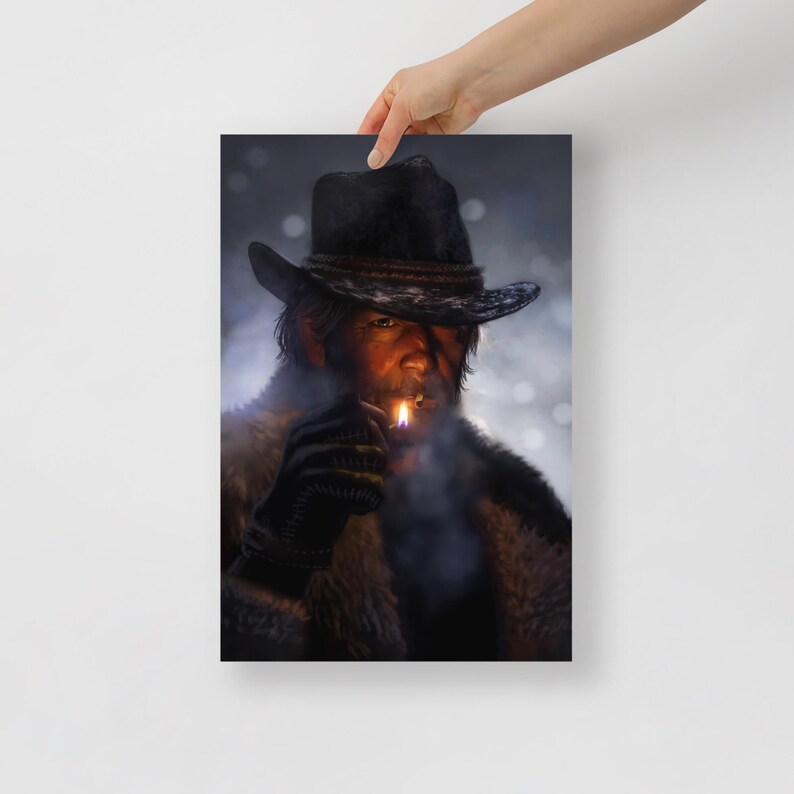 RDR2 Arthur Morgan Hand Painted Poster enter, Pursued by a Memory Red ...