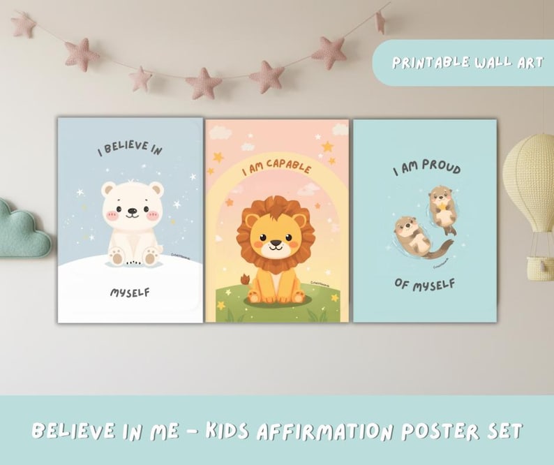 Confidence Affirmation Posters for Kids | I Am Capable, I Am Proud of ...