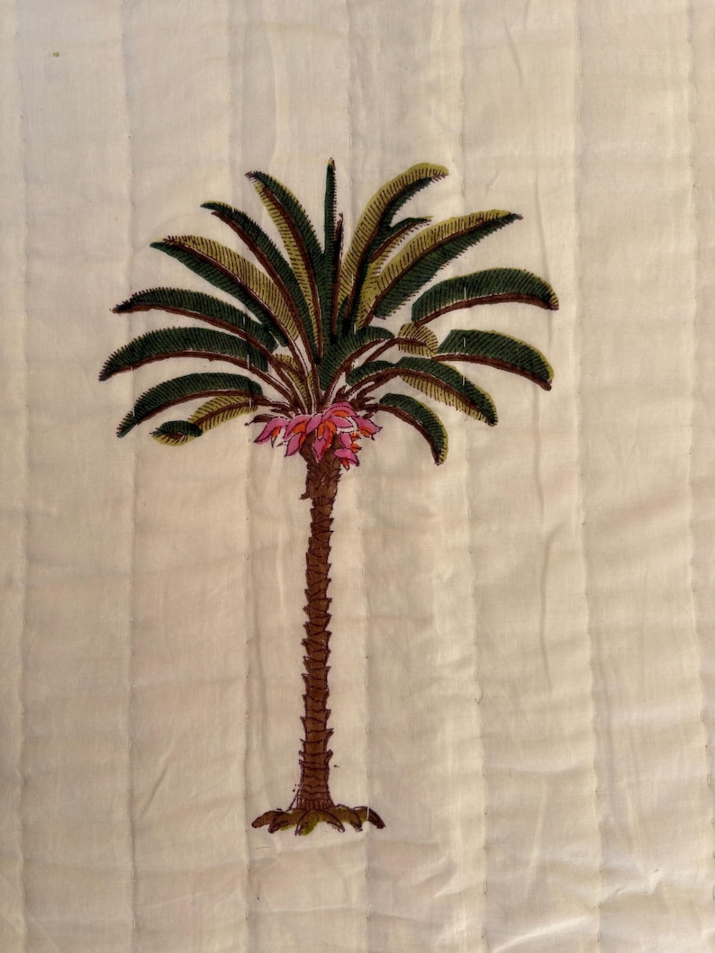 Palm Tree Design Reversible Cotton Quilt - Etsy
