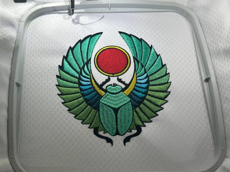 Egyptian Scarab Embroidery Design – Winged Beetle With Sun Disk Machine ...
