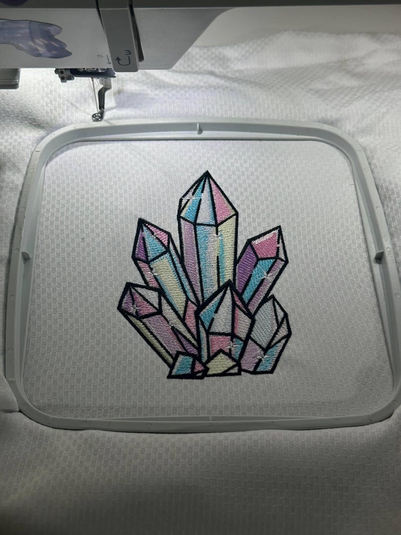 Pastel Crystal Cluster Embroidery Design – Mystical Gemstone Machine ...
