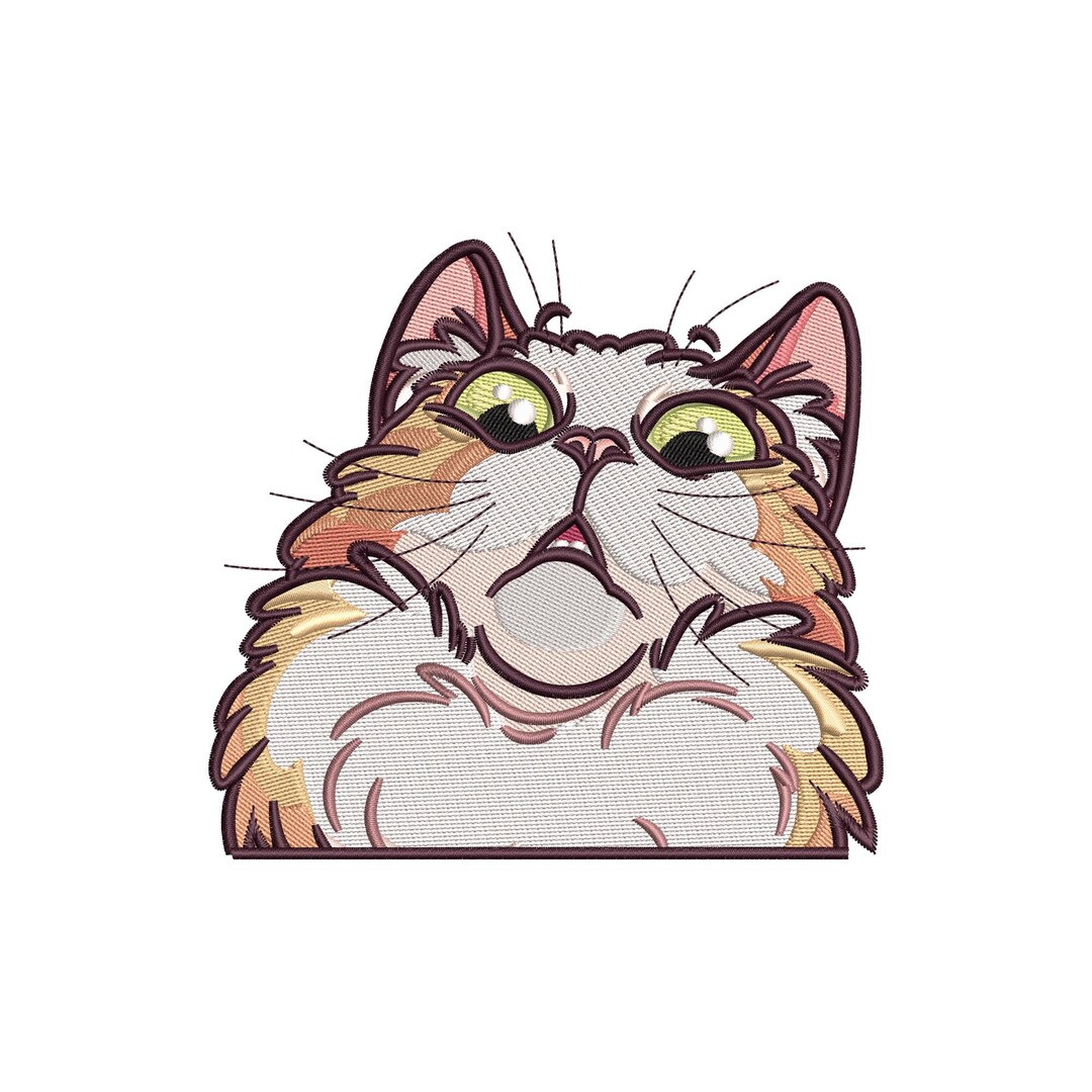 Scared Cat Embroidery Design | Funny Shocked Cat Machine Embroidery ...