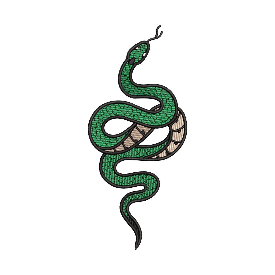 Green Snake Embroidery Design | Serpent Machine Embroidery File ...