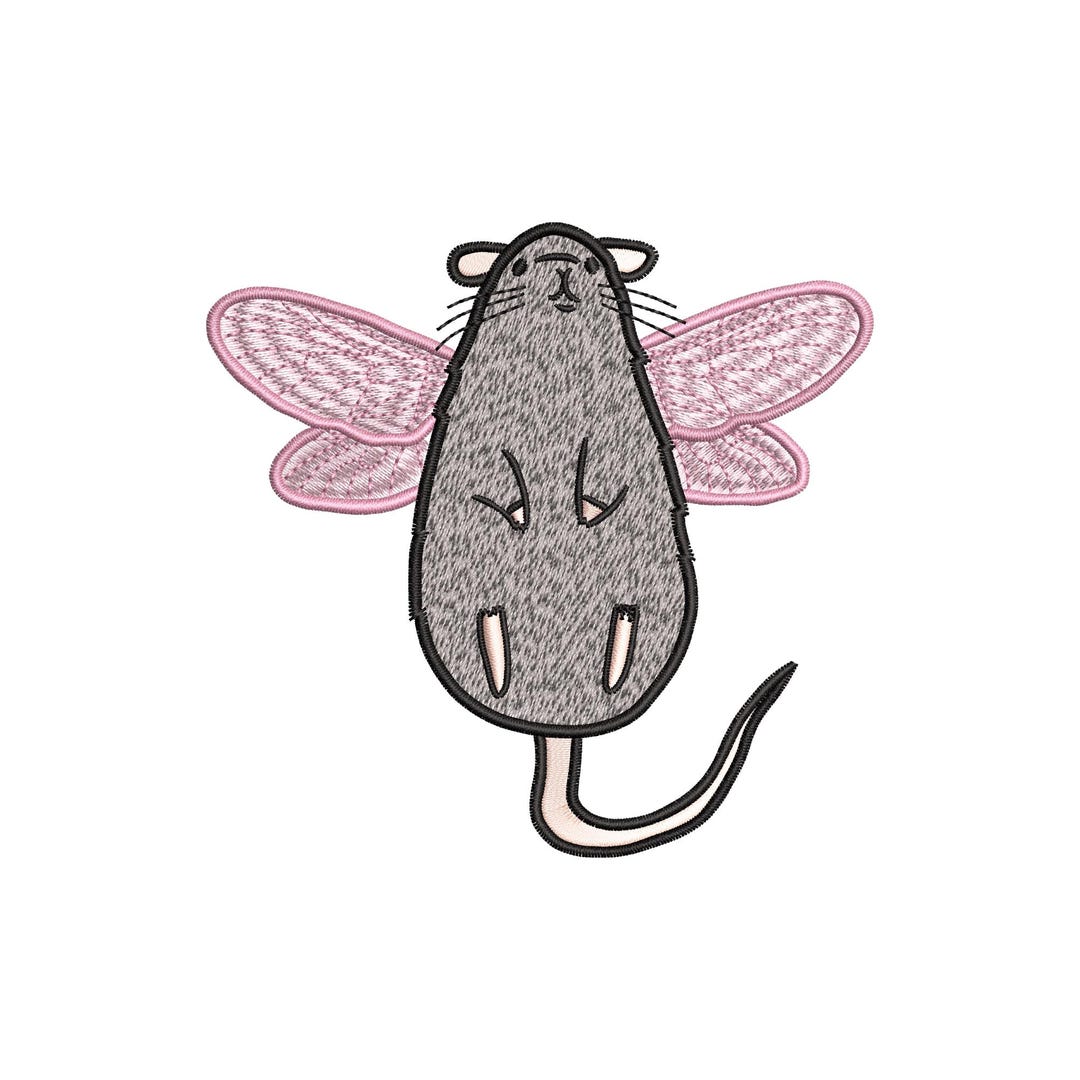 Funny Rat Fairy Embroidery Design | Cute Mouse With Wings Machine ...