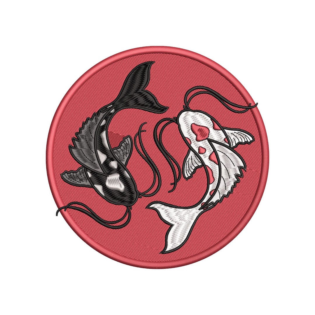 Yin Yang Koi Fish Embroidery Design – Japanese Tattoo Style Machine ...