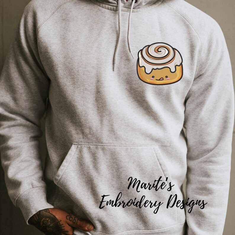 Cinnamon Roll Embroidery Design – Kawaii Pastry Machine Embroidery File ...