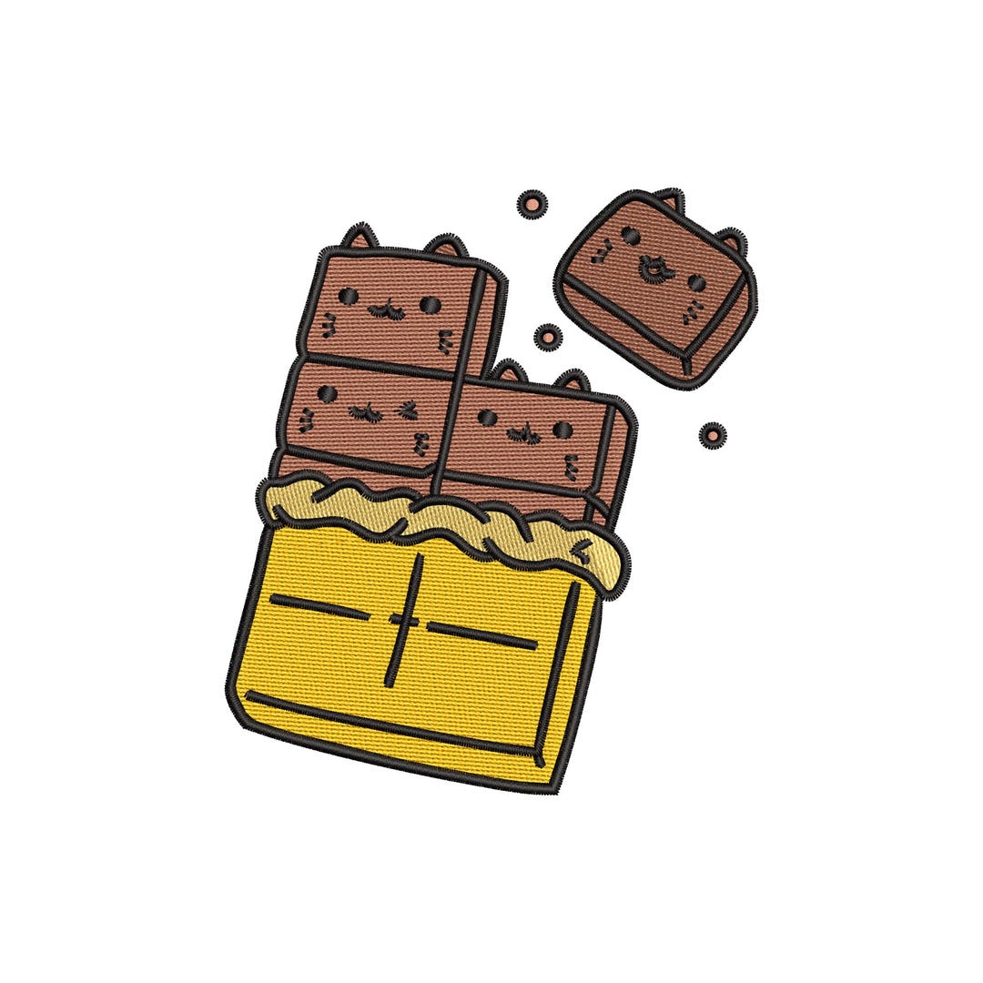 Cute Kawaii Chocolate Bar – Fun Embroidery Design – Cat Chocolate Bar ...