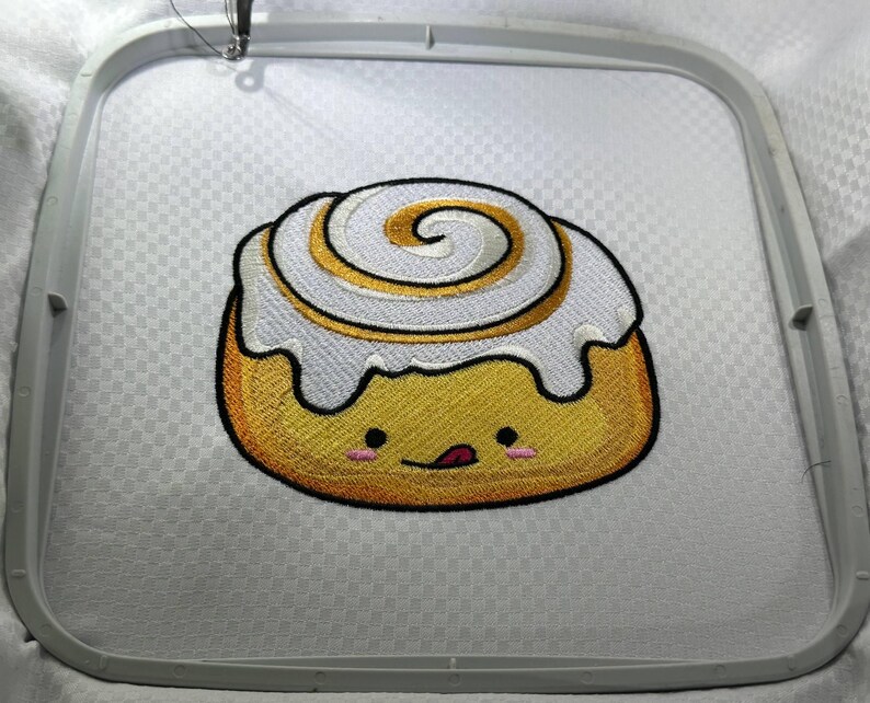 Cinnamon Roll Embroidery Design – Kawaii Pastry Machine Embroidery File ...