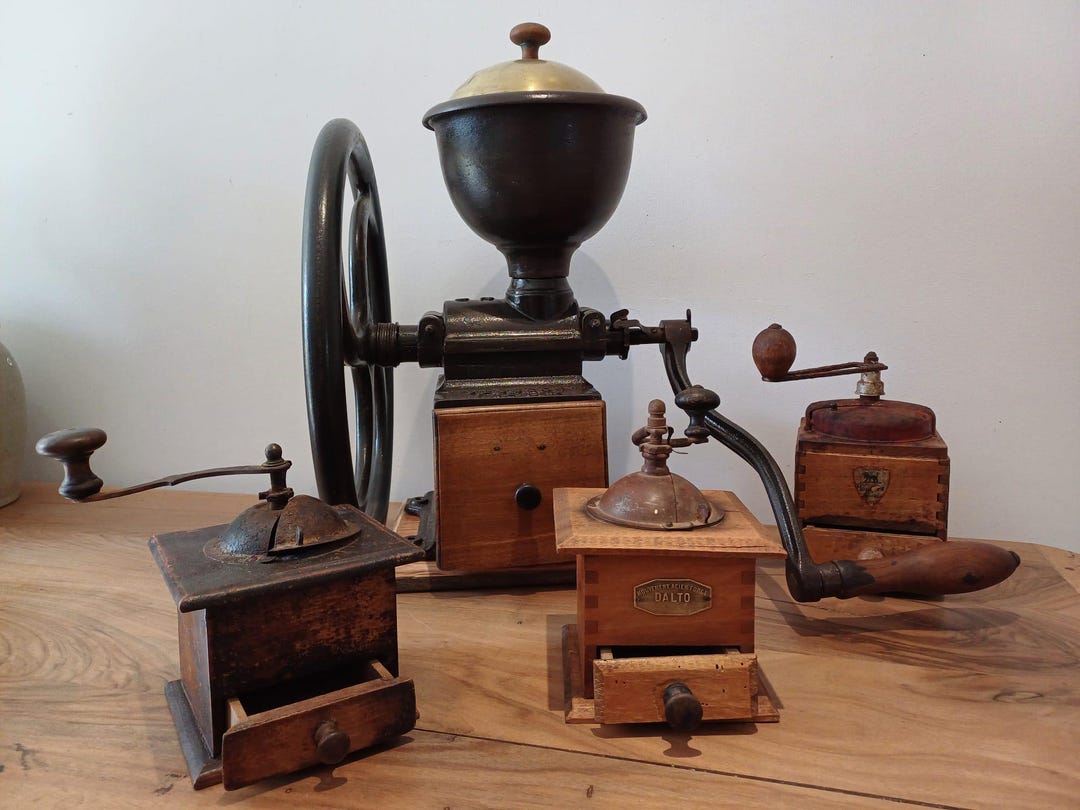 Antique Coffee Grinders. A Set of Four Coffee Grinders Dating Back to ...