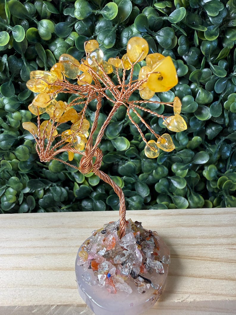 3.5" Crystal Tree of Life on Agate Base – Handmade Gemstone Bonsa - Etsy