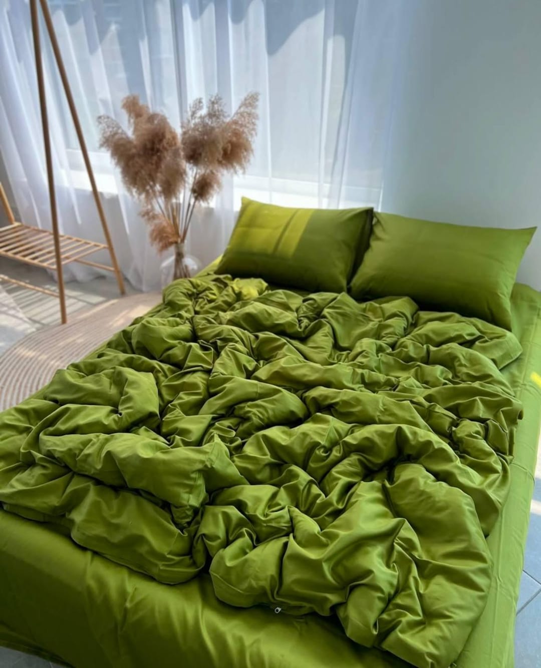 Green Natural Cotton Duvet Cover. Twin, Full, Queen, King, Single ...
