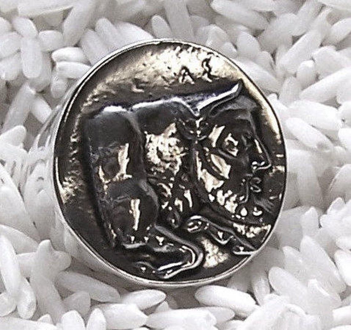Man-headed Bull Ancient Coin Replica Heavy Mans Ring | Etsy