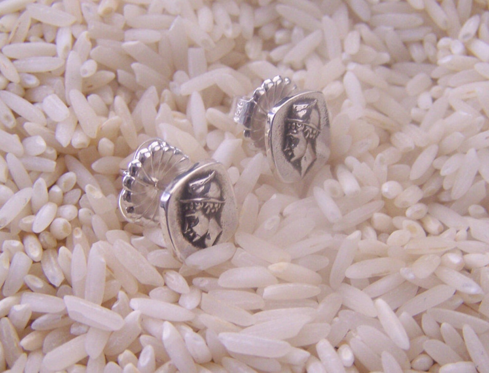 Sterling Silver Mercury/hermes Button Earrings | Etsy