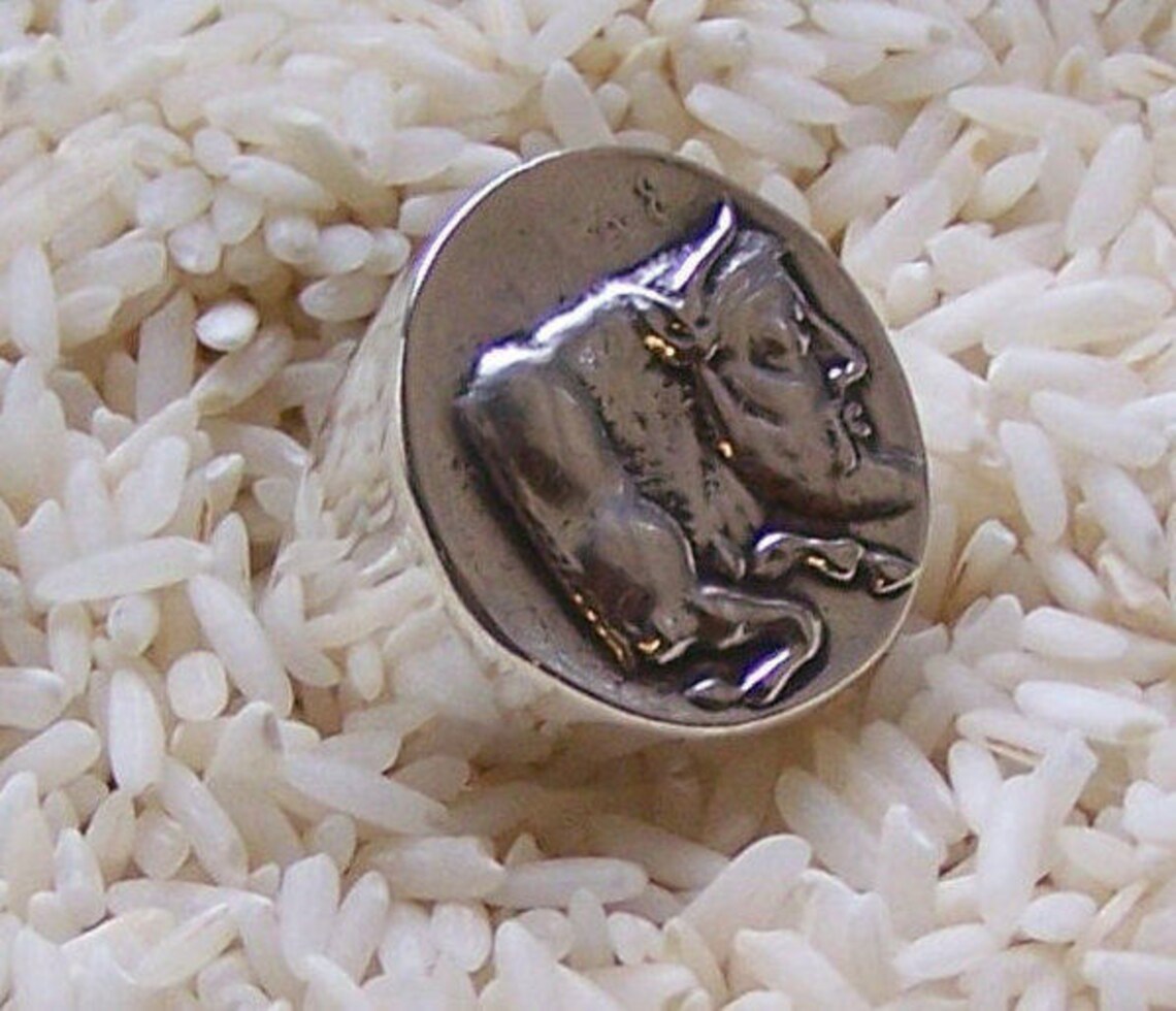 Man-headed Bull Ancient Coin Replica Heavy Mans Ring - Etsy