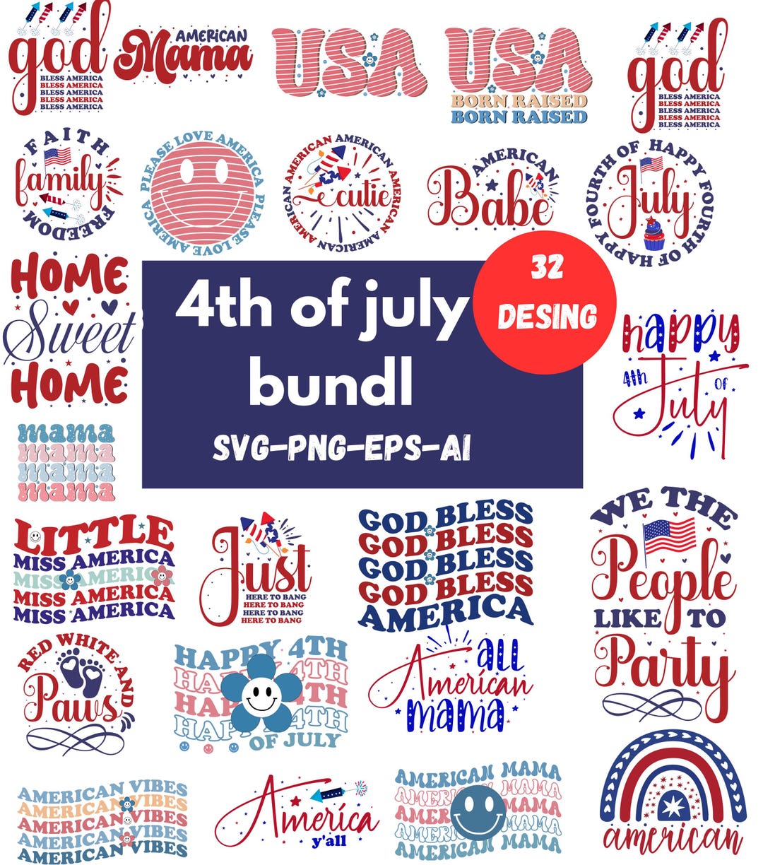 4th of July Mega Bundle, Independence Day SVG, 100+ Designs, Heather ...
