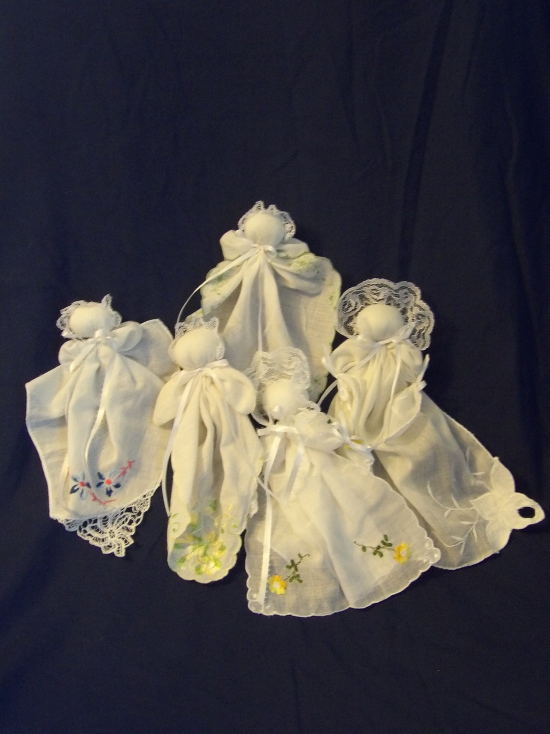 Vintage Hankies Made Into Hanky Baby Dolls Have Embroidered Flowers ...